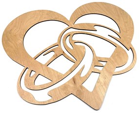 Živá Zeď Dřevěná nástěnná dekorace Snubní prsteny se srdcem