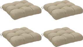 Souprava 4 zahradních polštářů Outsunny, prošívané venkovní polštáře, 10 cm výplň s vázáním, rozměr 48Š x 48H cm, Khaki | Aosom