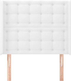 Čelo postele typu ušák bílé 83x16x118/128 cm umělá kůže 3119653