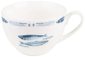 Porcelánový šálek s podšálkem s rybkami Fish Blue