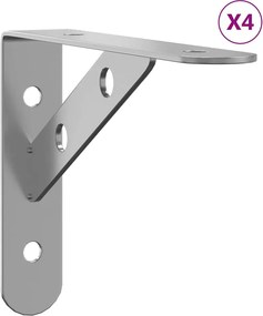 Policové držáky 4 ks 15 x 2,5 x 11,5 cm stříbrné nerezová ocel 30296