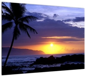 Skleněný obraz západu slunce nad mořem (70x50 cm)