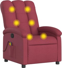 Masážní křeslo s polohovacím mechanismem, vínově červené, látkové 3205871