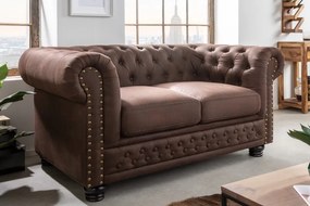 Noble Home Dvoumístná hnědá pohovka Chesterfield