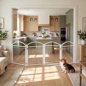 Costway Brána pro psy 81 cm vysoká zábrana skládací 4 panely štěněcí