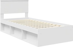 Rám postele s čelo Bílá 90 x 200 cm Masivní borové dřevo 3410645