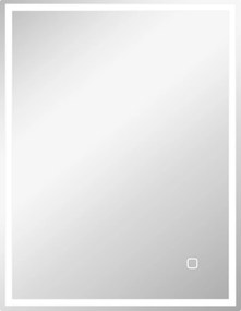 HOMCOM Koupelnové zrcadlo s osvětlením 90x70 cm LED zrcadlo Nástěnné zrcadlo s paměťovou funkcí 3 barvy světla Stříbrná