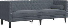 3dílná sedačka Chesterfield s podhlavníky tmavě šedá samet 3209282