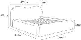 Oranžová čalouněná dvoulůžková postel s úložným prostorem a roštem 160x200 cm Orlane – Bobochic Paris