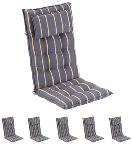 Sylt, čalouněná podložka, podložka na židli, podložka na výše polohovací křeslo, polštář, polyester, 50 × 120 × 9 cm, 6 × podložka