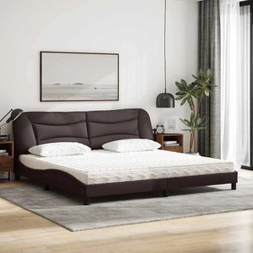 Postel s matrací Hvar tmavě hnědá 200 x 200 cm textil 3208558