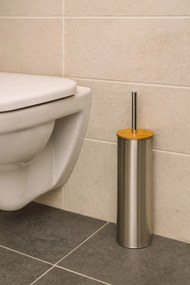 WC kartáč Beri, chromová/s dřevěnými a chromovými prvky
