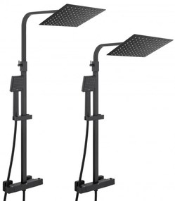 Erga Goba, sprchová souprava s termostatickou baterií a dešťovou hlavicí 25x25cm, černá matná, ERG-YKA-BP.GOBA-THERM-25-BLK