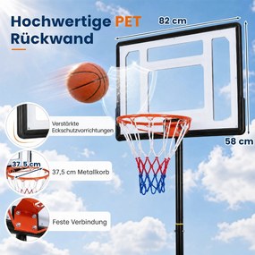 Costway Výškově nastavitelný basketbalový stojan s kolečky, ruční klikou