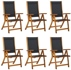 Skládací zahradní židle 6 ks masivní akáciové dřevo a textilen