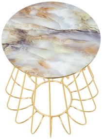 Zlatý kulatý odkládací stolek Mauro Ferretti Loga, 48x52 cm