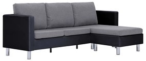vidaXL 282204 Marketos 3-Seater Sofa with Cushions Black Faux Leather