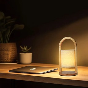 LED Solution Béžová LED stolní nabíjecí lampa s dřevěným dekorem 320mm 1,5W