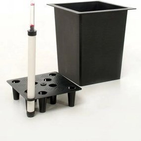 2-set hranatých plastových vložek se samozavlažovacím setem, 32*29*29 cm, černý