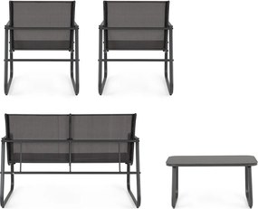 Antracitový ocelový zahradní lounge set pro 4 Gonzalo – Bizzotto