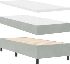 Postel s boxspringem s čelo Světle šedá 200 x 80 cm samet 3340844