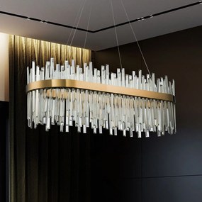 Toolight Toolight, LED křišťálové svítidlo 80x35 cm, APP1513-CP80, zlatá matná, OSW-03260