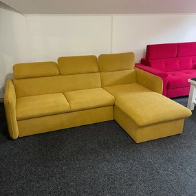Malá sedací souprava SLIM | 235x179 cm | PRAVÁ | žlutá | rozkládací + úložný prostor | VÝPRODEJ Z PRODEJNY