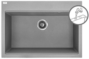 Laveo Tau, 1-komorový granitový dřez 700x500x215 mm, šedá, LAV-SBT_5107