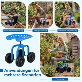 Costway Zahradní vozík na kolečkách Rolovací pracovní sedák s 360 °