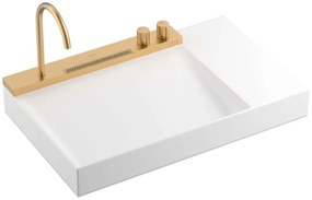 Hansgrohe Avalegra - Umyvadlo 78x48 cm, s termostatickou baterií a sprškou, 2 proudy, bez přepadu, kartáčovaný bronz 22473140