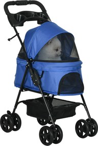 PawHut Pet Stroller - Psy a Kočičí Kočárek s Skládací Funkcí pro Malé Psy a Kočky, Oxford Blue 67 x 45 x 96 cm | Aosom