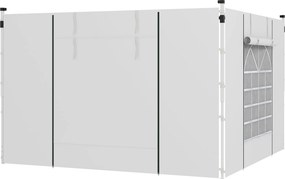 Boční panely altánu Outsunny sada 2 bočních panelů s oknem a dveřmi pro párty stan 3x3/3x6 m, Oxford, bílá