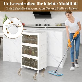 Costway Úložný box s víkem, stohovací boxy, skládací skladovací – bílý