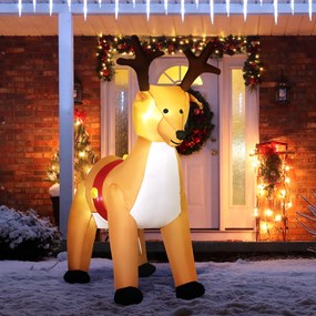 HOMCOM Nafukovací sob, 1,8 m, LED světla, příslušenství, automatické nafukování, žlutá