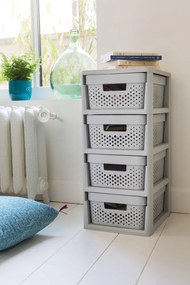 CURVER INFINITY DOTS regál se šuplíky 4x11L / šedý