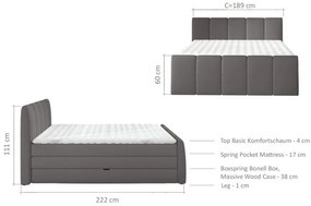 Postel boxspring Fresco 180x200 cm, béžová látka