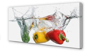 Obrazy na plátně Barevné papriky ve vodě 125x50 cm