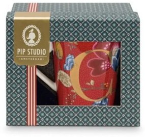 Pip Studio písmenkový hrneček Blushing Birds I 350ml, červený (Porcelánový hrneček s písmenkem I v dárkové krabičce)