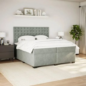 Box spring postel s matrací světle šedá 200x200 cm samet 3293314
