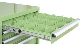 Závěsný dílenský box na nářadí k pracovním stolům do dílny GL, 4 zásuvky, 565 x 580 x 450 mm