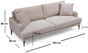 Atelier del sofa Třímístná pohovka PAPIRA béžová 560ARE1310