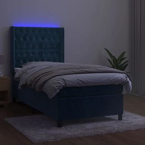 vidaXL Box spring postel s matrací a LED 90x190 cm samet [3139719] Barva: Černá