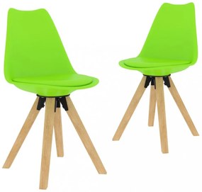 Jídelní židle 2 ks plast / umělá kůže / buk Dekorhome Oranžová