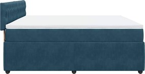 Box spring postel s matrací modrá 200 x 200 cm samet 3290140