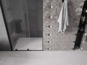 Mexen Velar L, posuvné sprchové dveře do otvoru 110 cm, 8mm čiré sklo, černá matná, 871-110-003-01-70