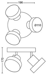 Philips 50603/31/P0 - LED Bodové svítidlo BUKKO 3xLED/4,5W/230V