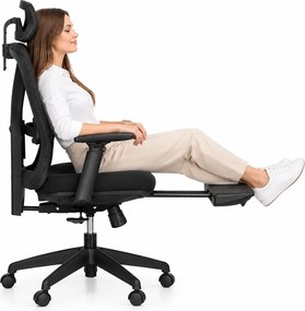 Kancelářská židle LEGS s výsuvnou opěrkou nohou, černá