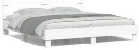 Rám postele s čelem a LED osvětlením bílý 180 x 200 cm - Default Title