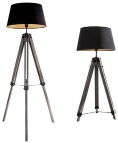 Bighome - Stojací lampa SIL, 145cm – černá, stříbrná
