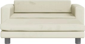 Dětská pohovka s podnožkou krémová 100 x 50 x 30 cm samet 3196413